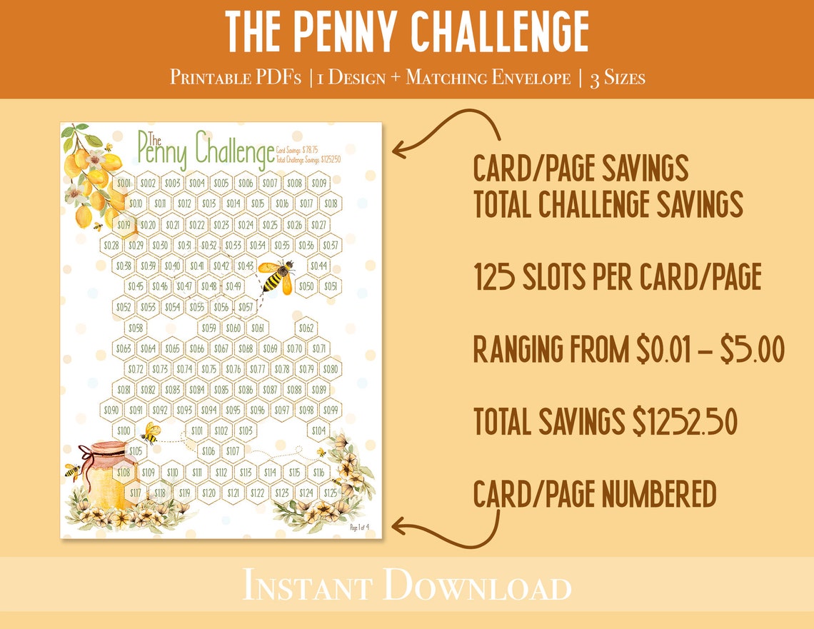 The Penny Challenge Printable Money Savings Challenge Daily Savings ...