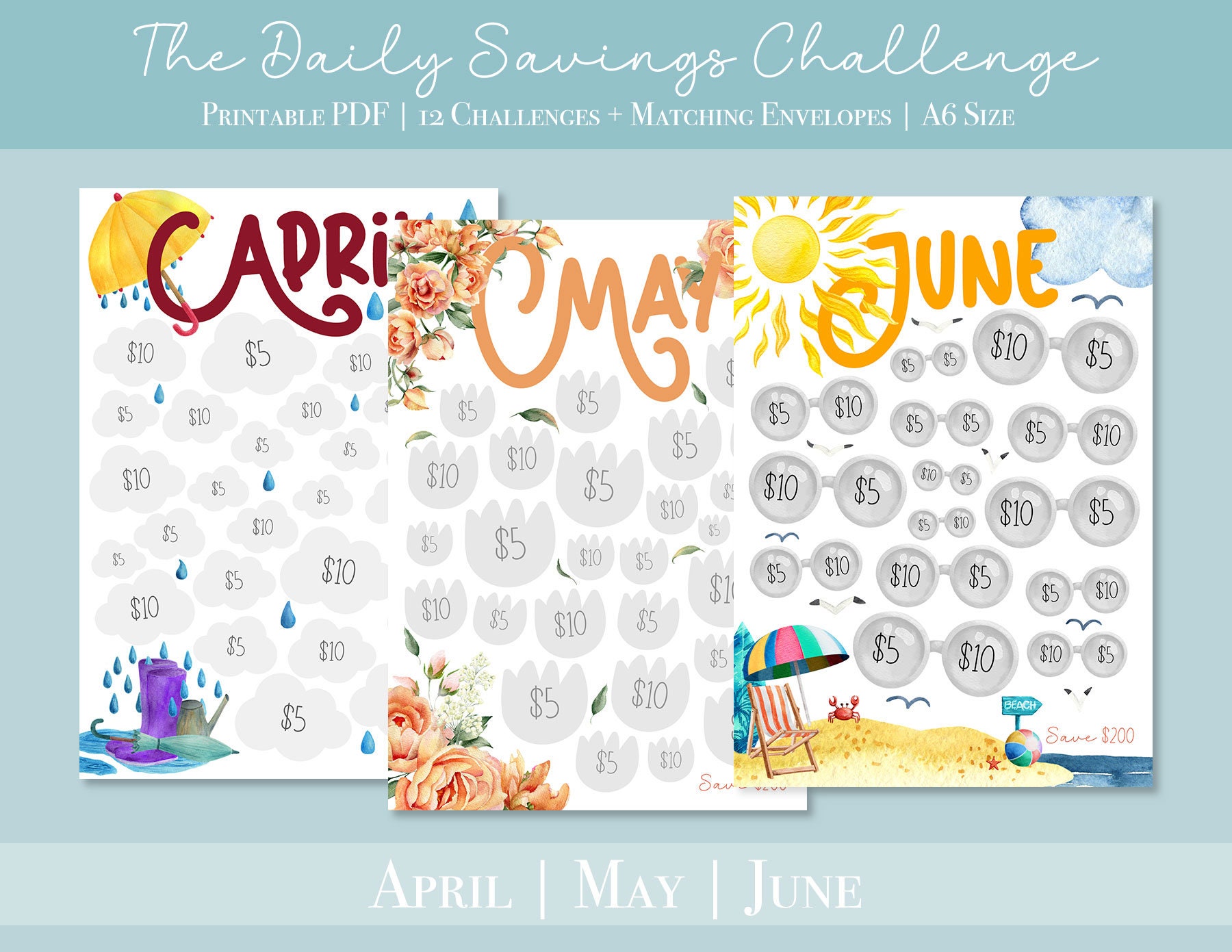 Savings Challenge Printable Money Savings Challenge Daily Savings ...