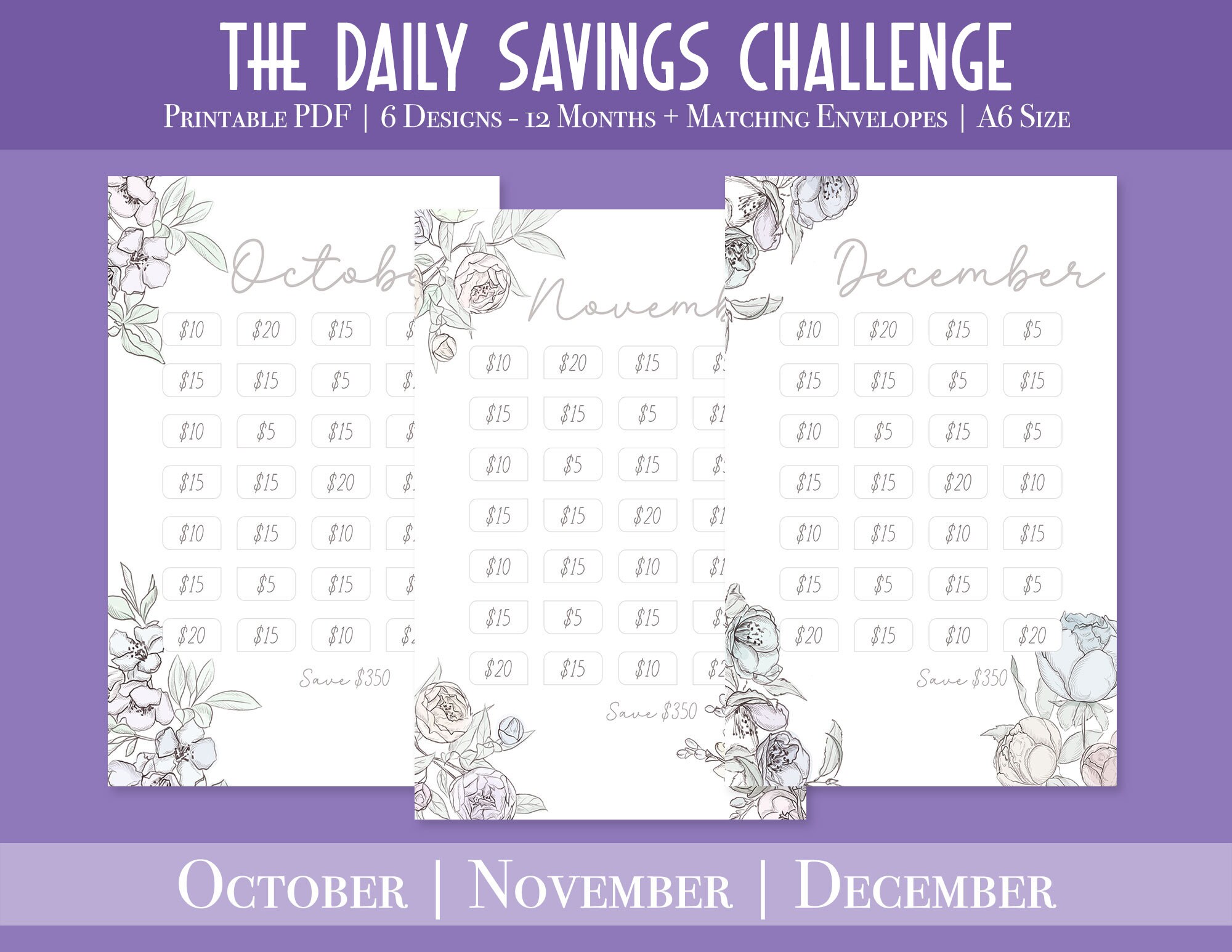 Savings Challenge Printable | Money Savings Challenge | Daily Savings ...