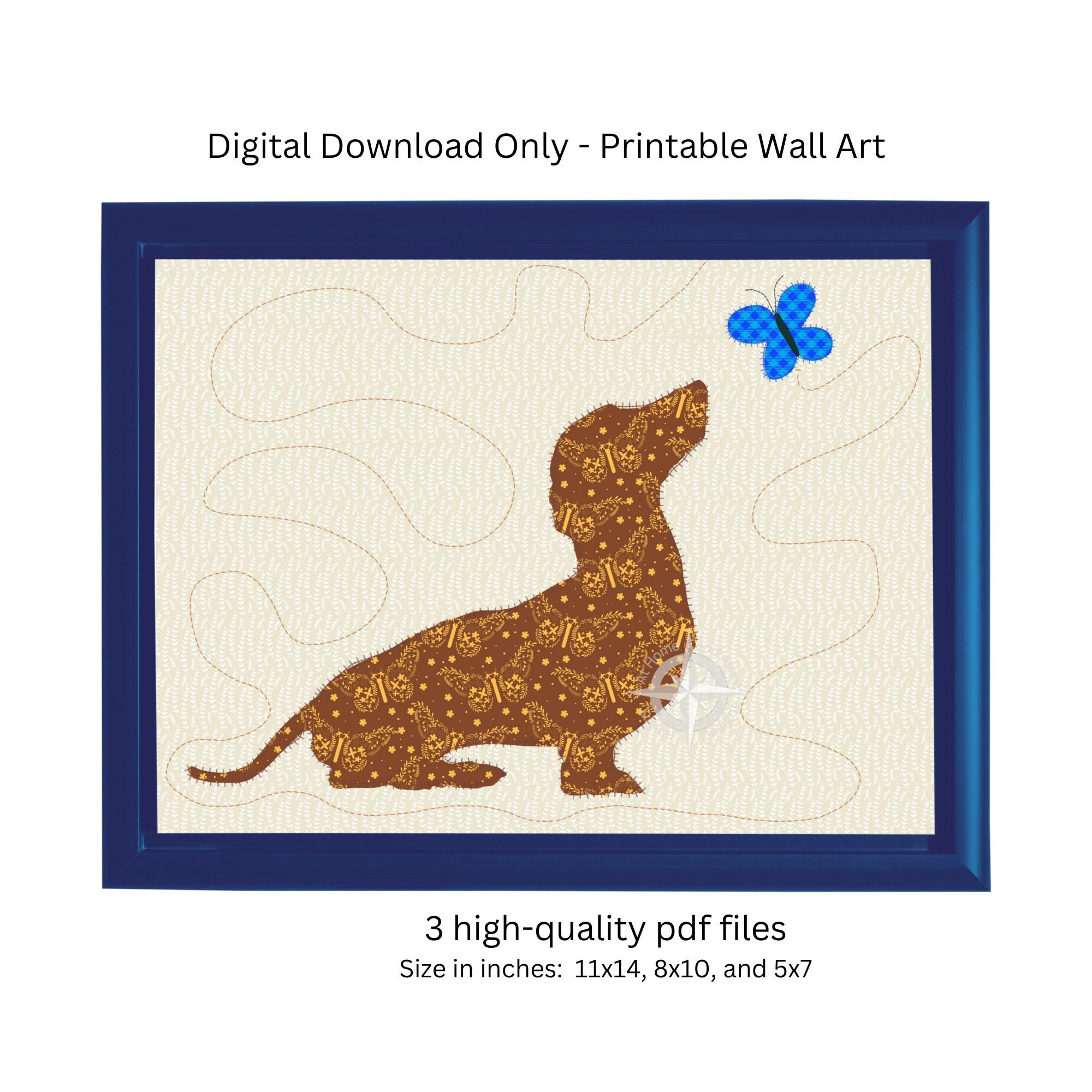 Dachshund With Butterfly Wall Art Dog Themed Printable Dog - Etsy
