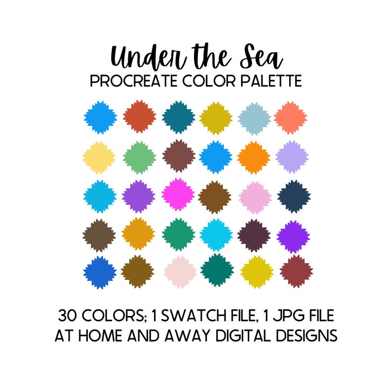 Under The Sea Procreate Color Palette Ocean Inspired Colors Digital Art Color Swatches Coral