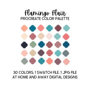 Flamingo Flair, Procreate Color Palette, Ocean Inspired Colors, Digital ...