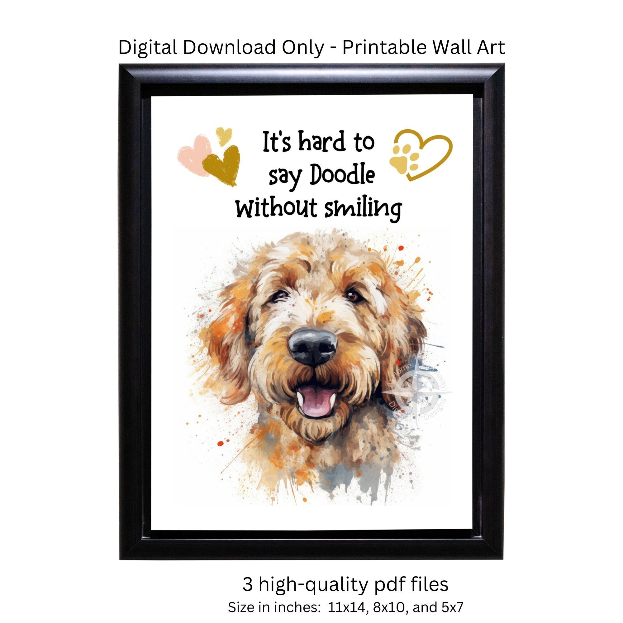 Smiling Doodle, Goldendoodle Wall Art, Goldendoodle Printable, Gift for ...