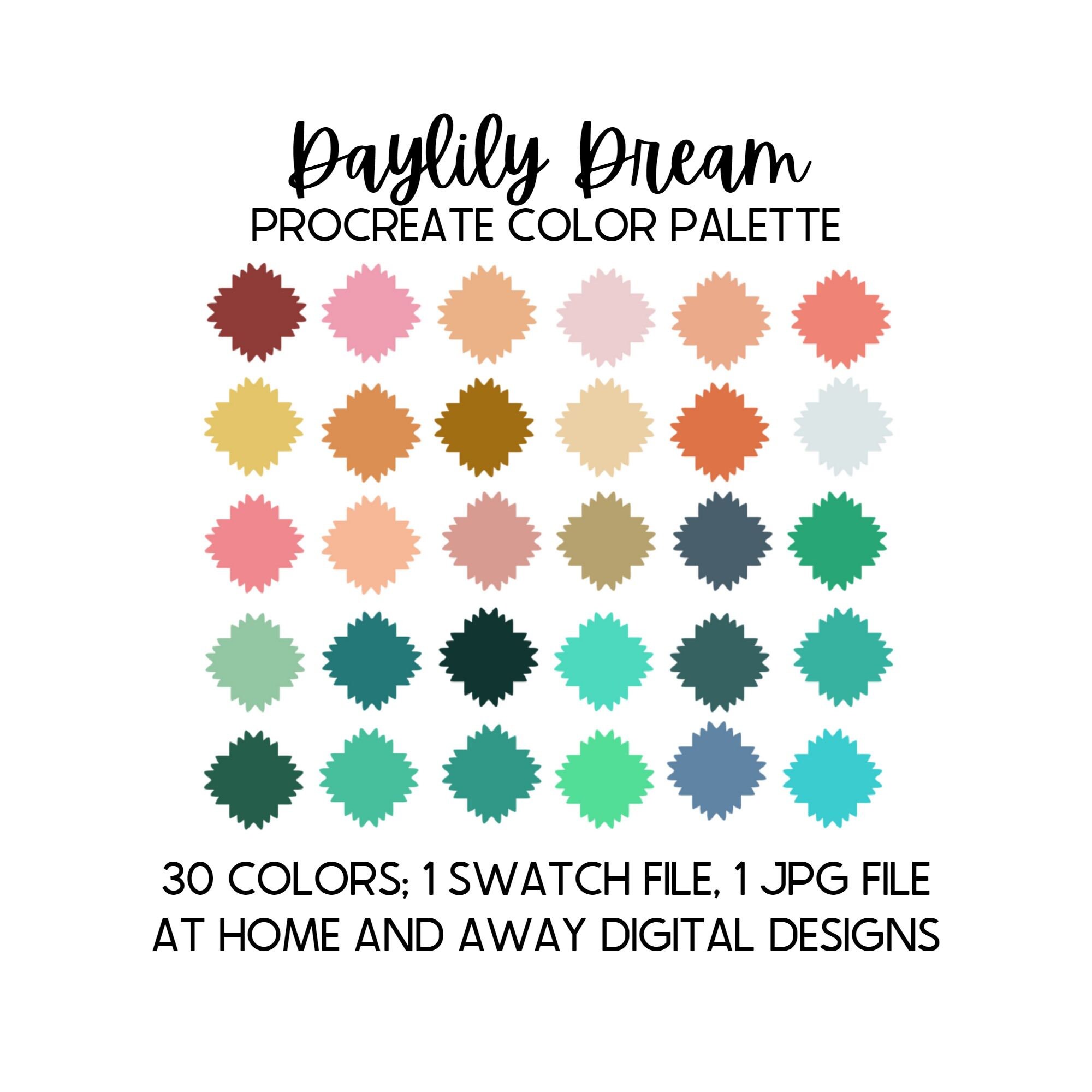 Daylily Dream, Procreate Color Palette, Garden Inspired Colors, Digital ...