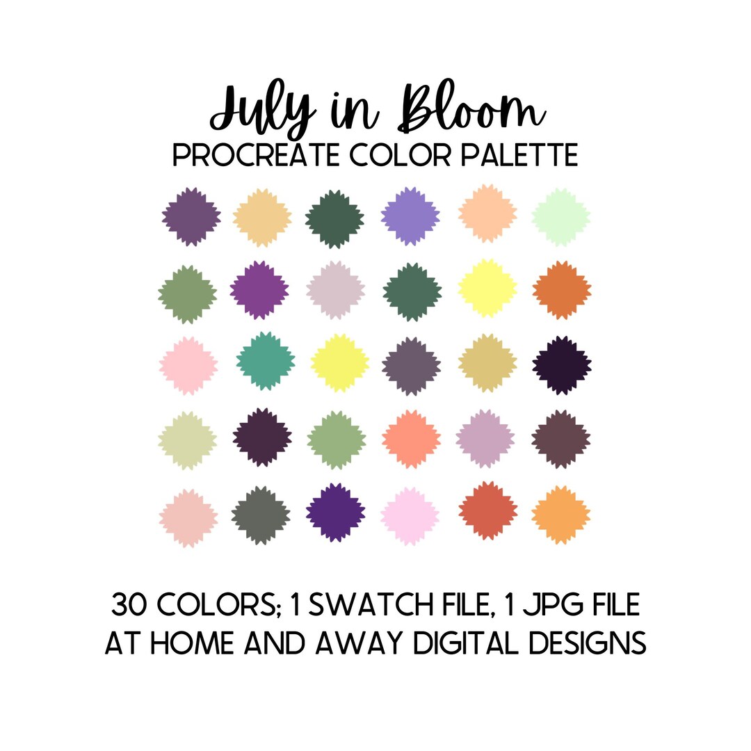 July in Bloom, Procreate Color Palette, Garden Inspired Colors, Digital ...
