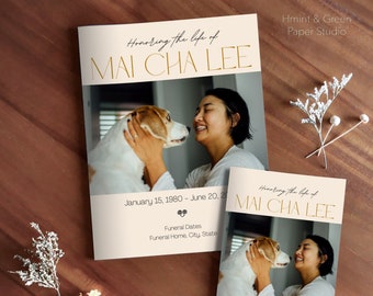 Modern Hmong-inspired Funeral Pamphlet Template, 4 Pages, Bifold, 8 ...