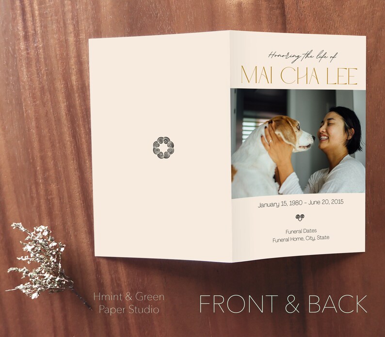 Modern Hmong-inspired Funeral Pamphlet Template, 4 Pages, Bifold, 8 ...