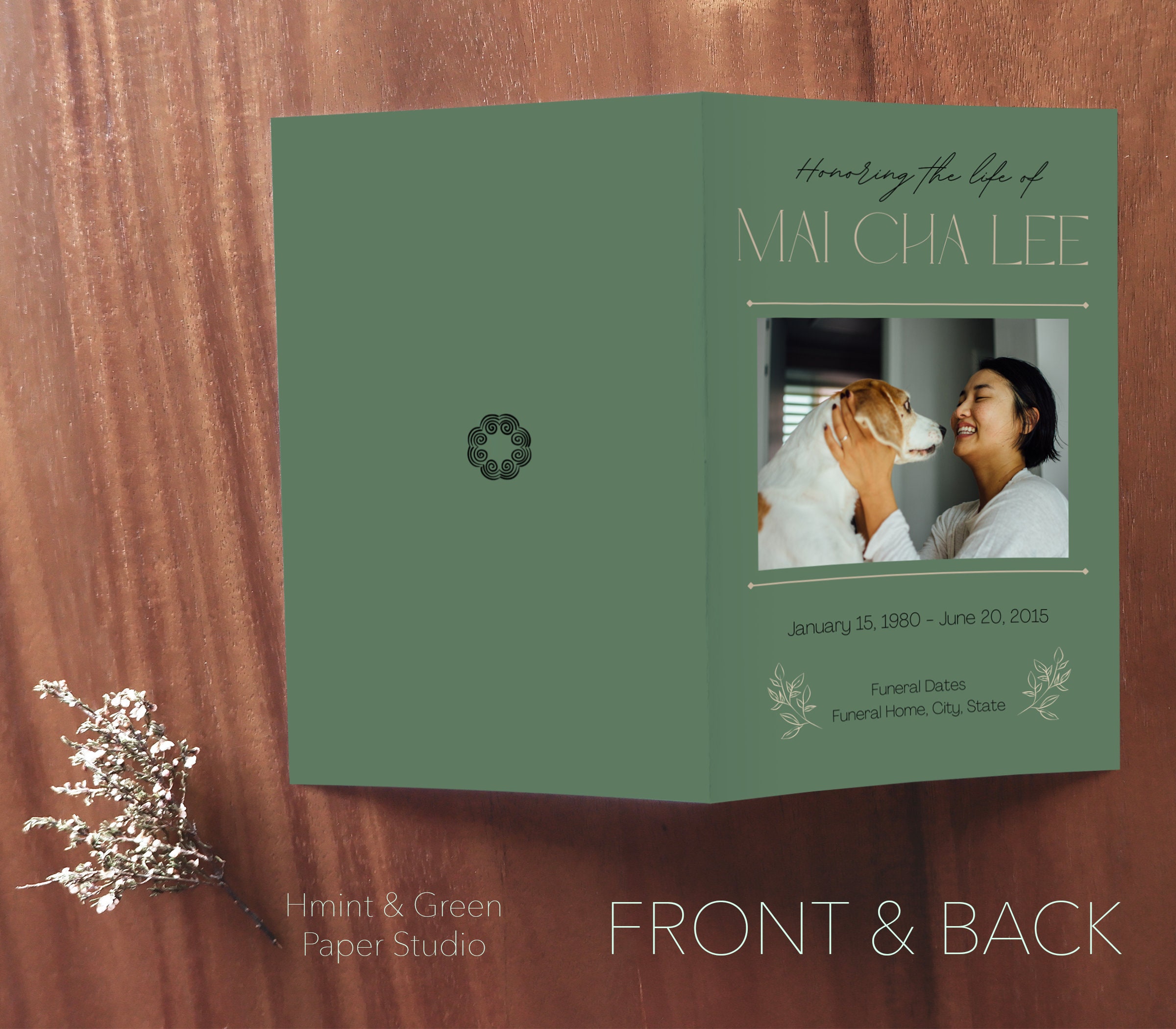 Modern Hmong-inspired Funeral Pamphlet Template, 4 Pages, Bifold, 8 ...