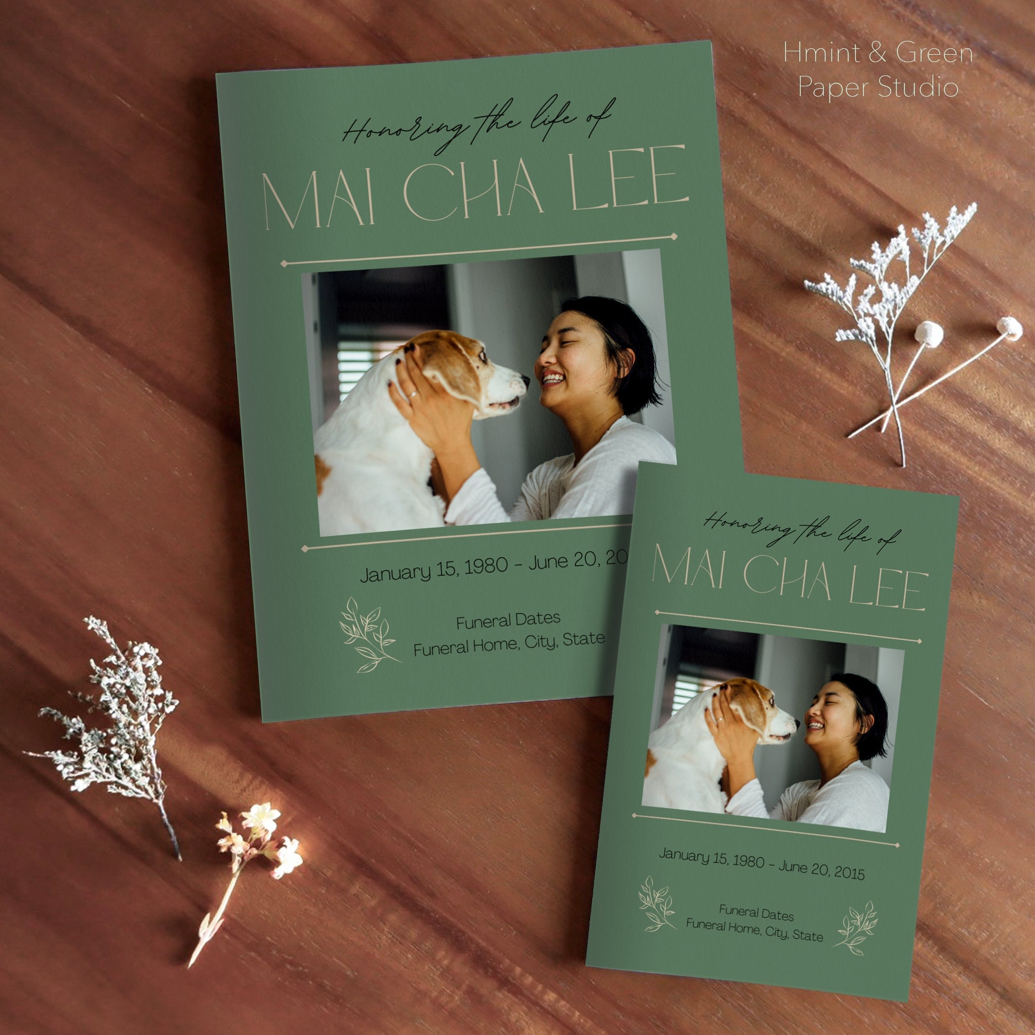 Modern Hmong-inspired Funeral Pamphlet Template, 4 Pages, Bifold, 8 ...