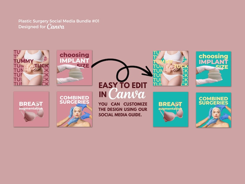 Plastic Surgery Social Media Template, Health Tourism Marketing Bundle ...