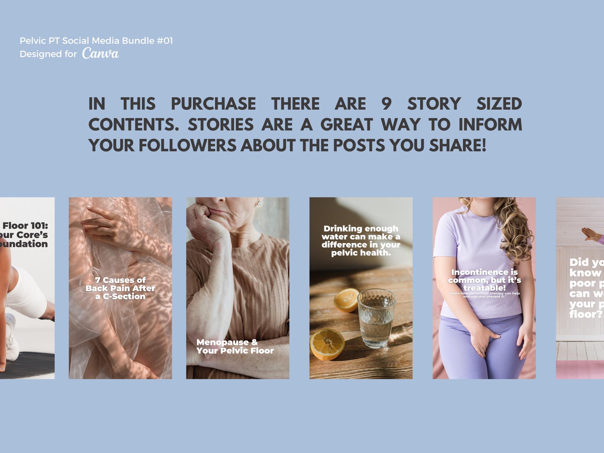 Pelvic Floor Physiotherapy Social Media Content: Canva Templates Bundle ...