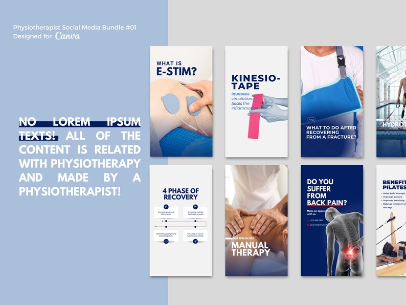 Social Media Bundle for Physiotherapists | 40 Physiotherapy Clinic ...