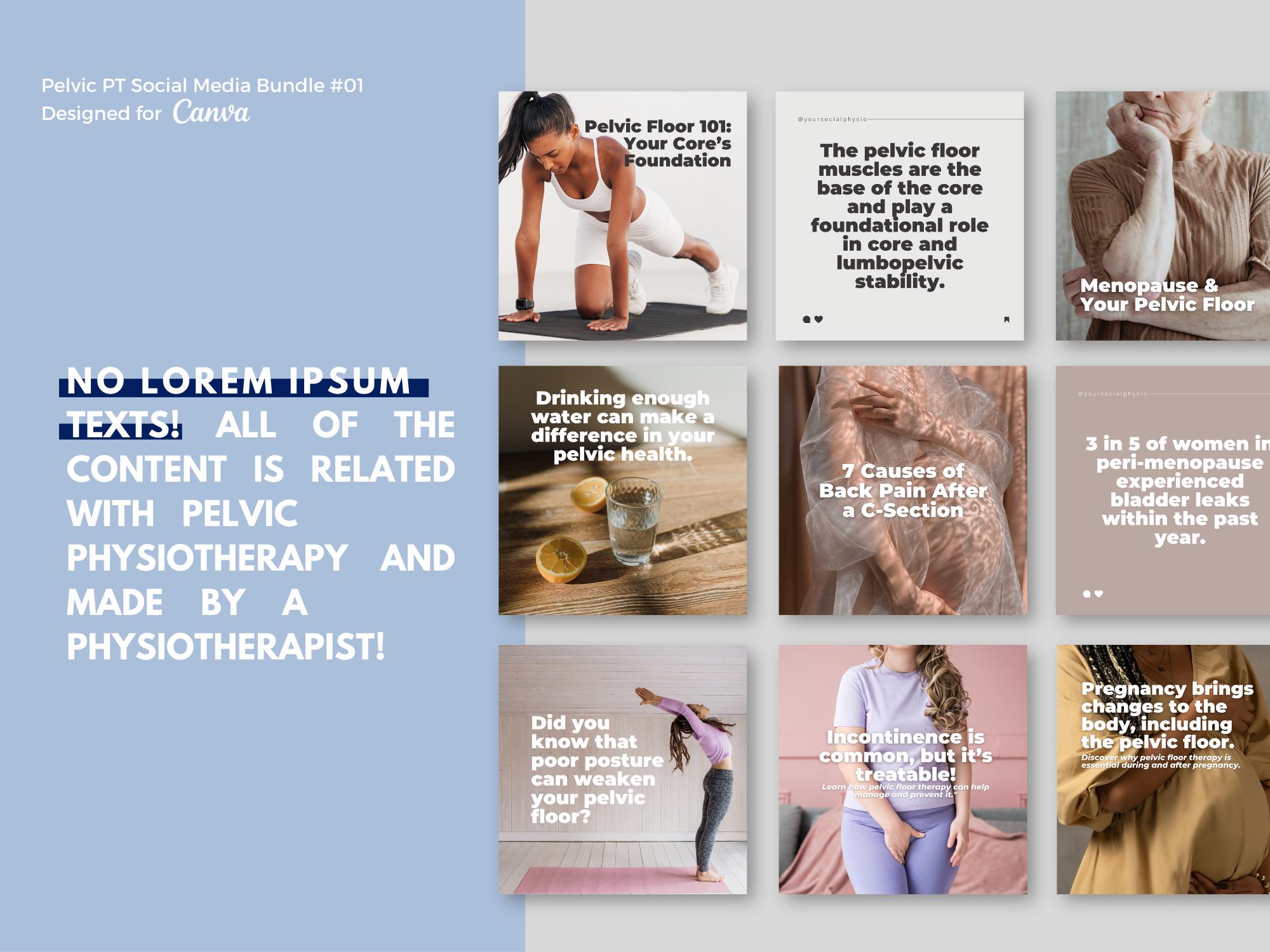 Pelvic Floor Physiotherapy Social Media Content: Canva Templates Bundle ...