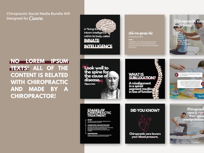 Chiropractor Social Media Templates, 30 Chiropractic Office Instagram ...