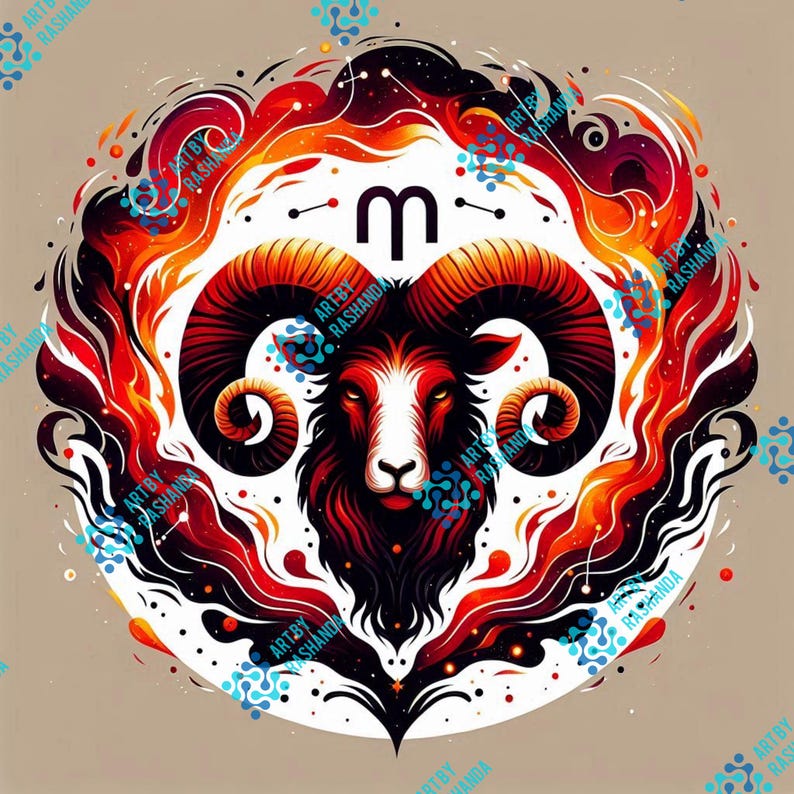 Fiery Aries Zodiac Art Digital Download of Ram - Etsy