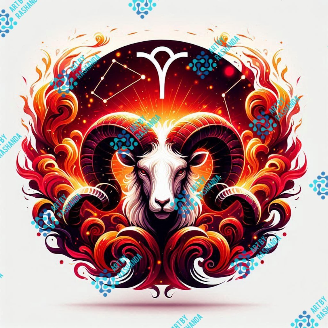 Fiery Aries Zodiac Art | Digital Download of Ram - Etsy