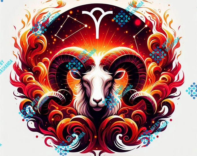 Fiery Aries Zodiac Art Digital Download of Ram - Etsy