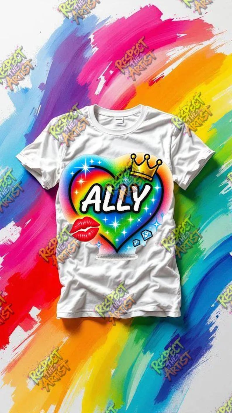 ALLY Pride Airbrush Heart PNG: 90s Rainbow Graphic (digital Download ...