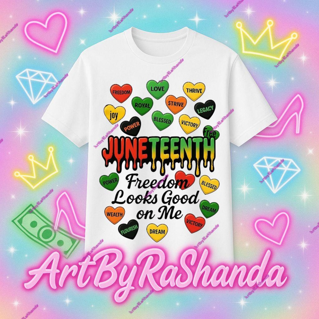 Freedom Looks Good on Me Juneteenth PNG | Candy Heart Sublimation ...