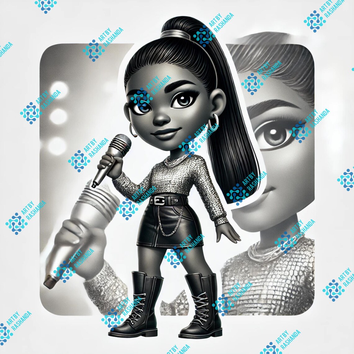 Chibi Hip-hop Digital Art - African American Woman in Bold Style Bundle ...