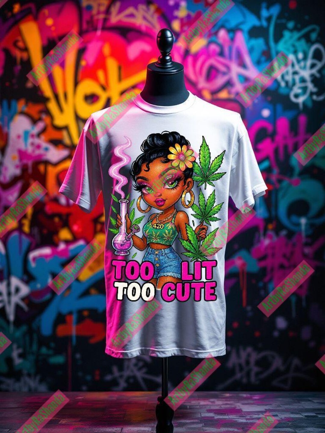 Glam 420 Girl PNG: "too Lit Too Cute" Sublimation Download - Etsy