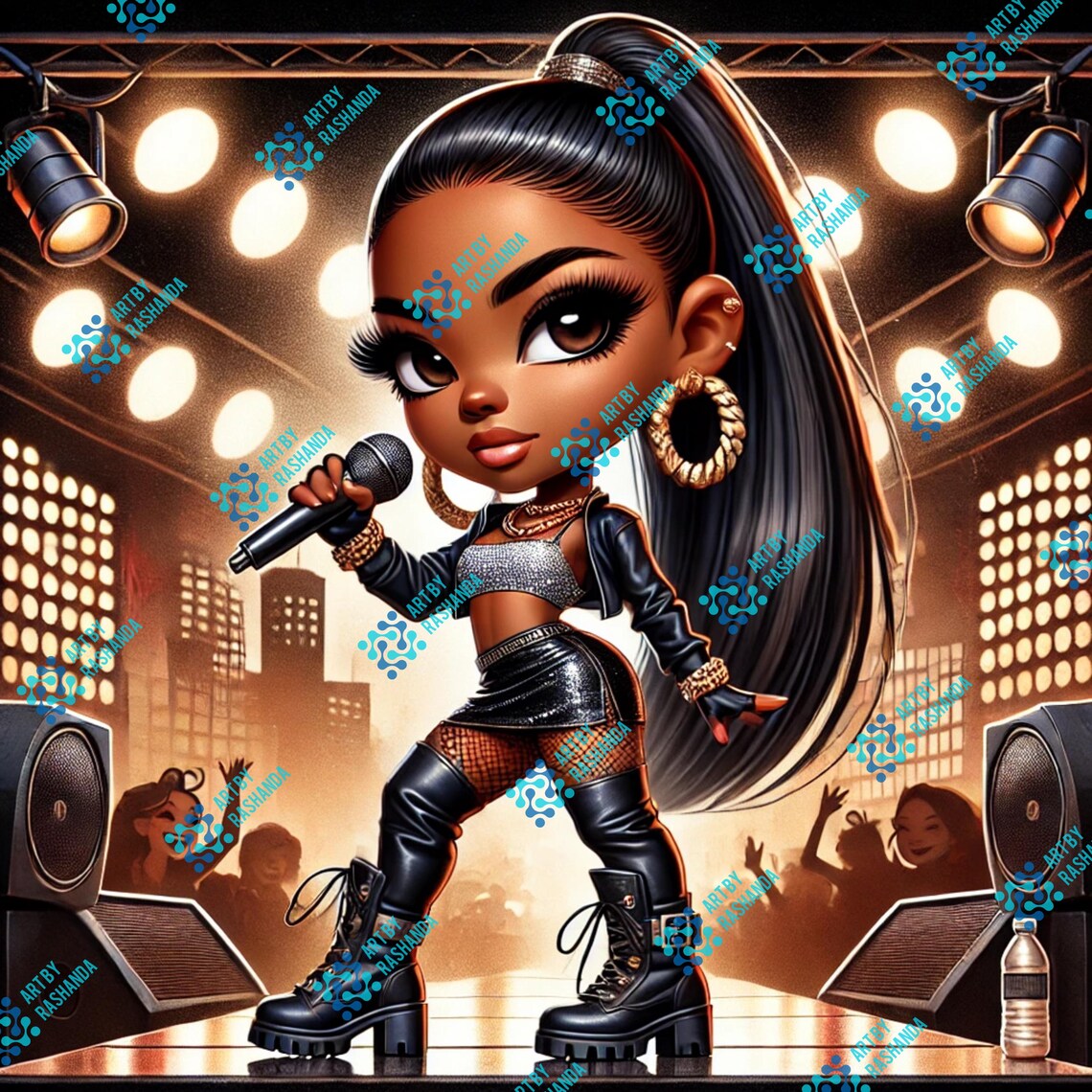 Chibi Hip-hop Digital Art - African American Woman in Bold Style Bundle ...