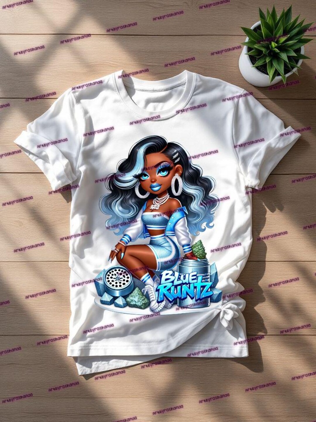 Blue Runtz PNG Glam Chibi Girl Digital Art Illustration Download - Etsy