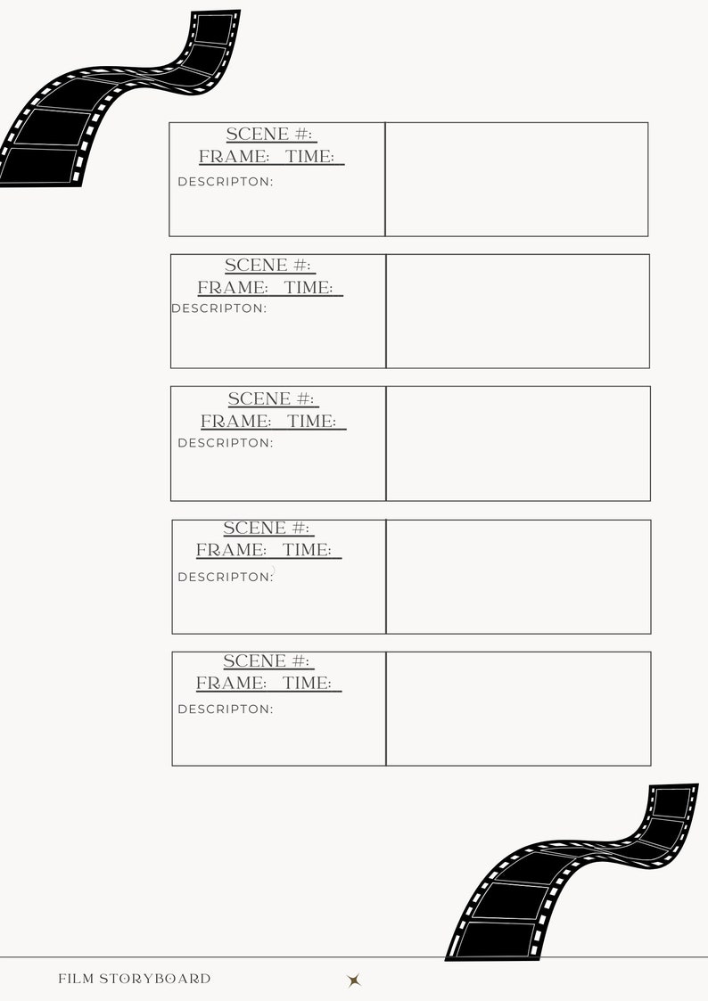 Shot List and Storyboard Template for Film Digital Files Filmmaking ...