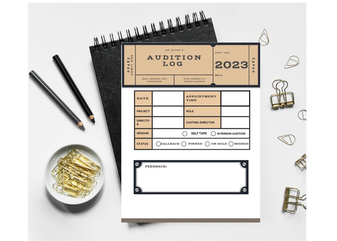 Audition Log / Audition Tracker for Actors / 30 Pgs Digital and ...