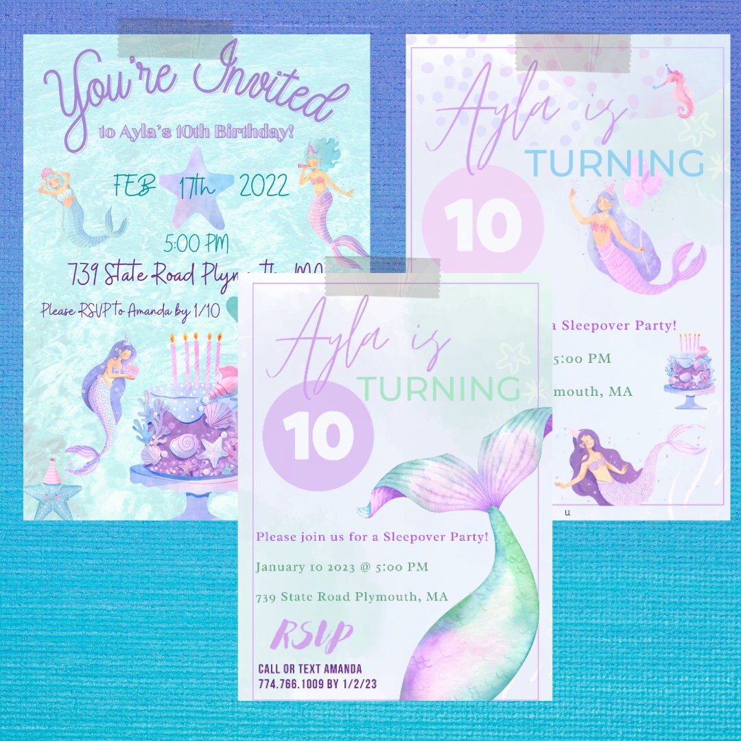 3 Mermaid Invitation Templates Edit Quickly and Easily and Choose Which ...