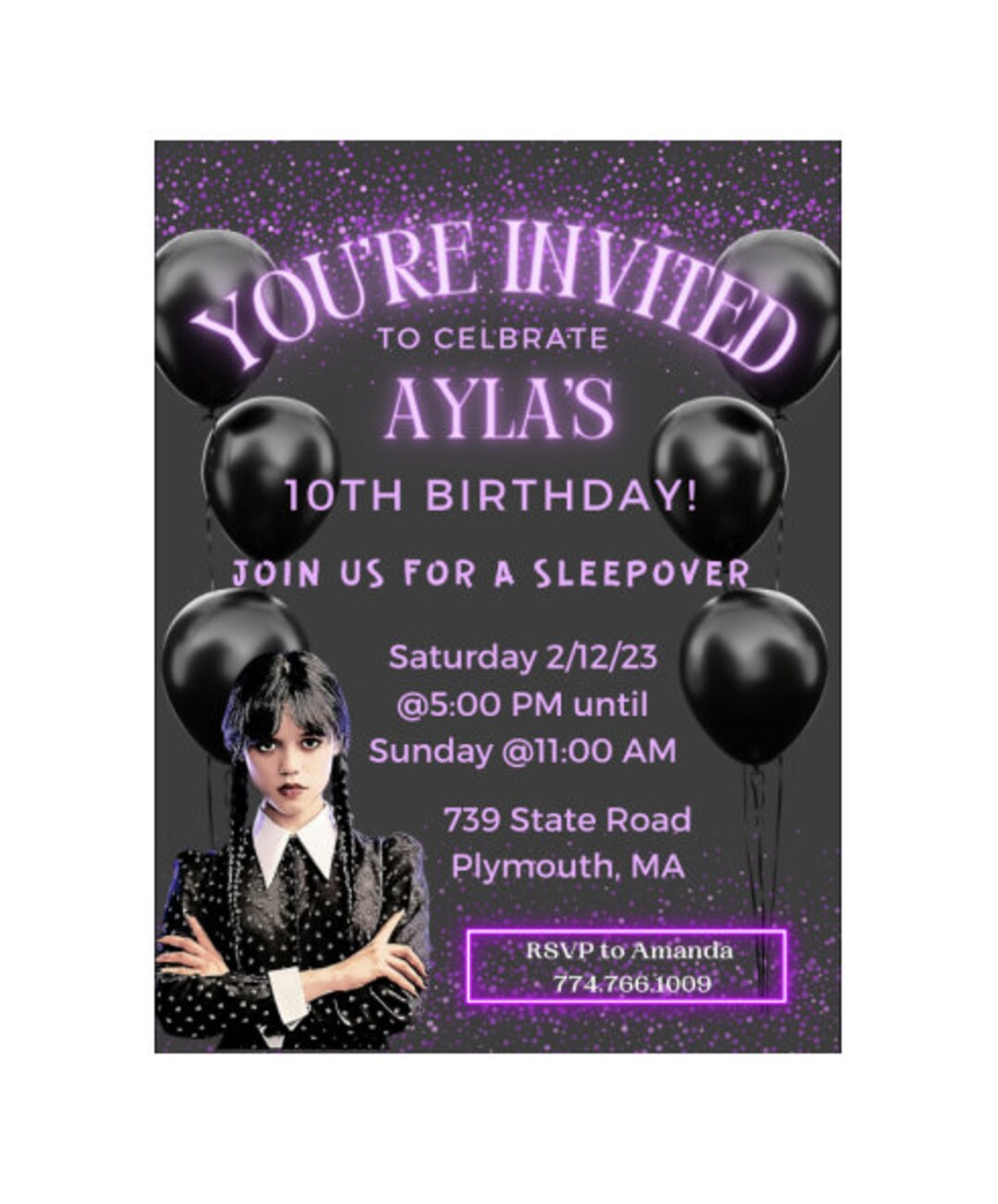 Wednesday Addams Birthday Invitation (custom Edits Made for You ...