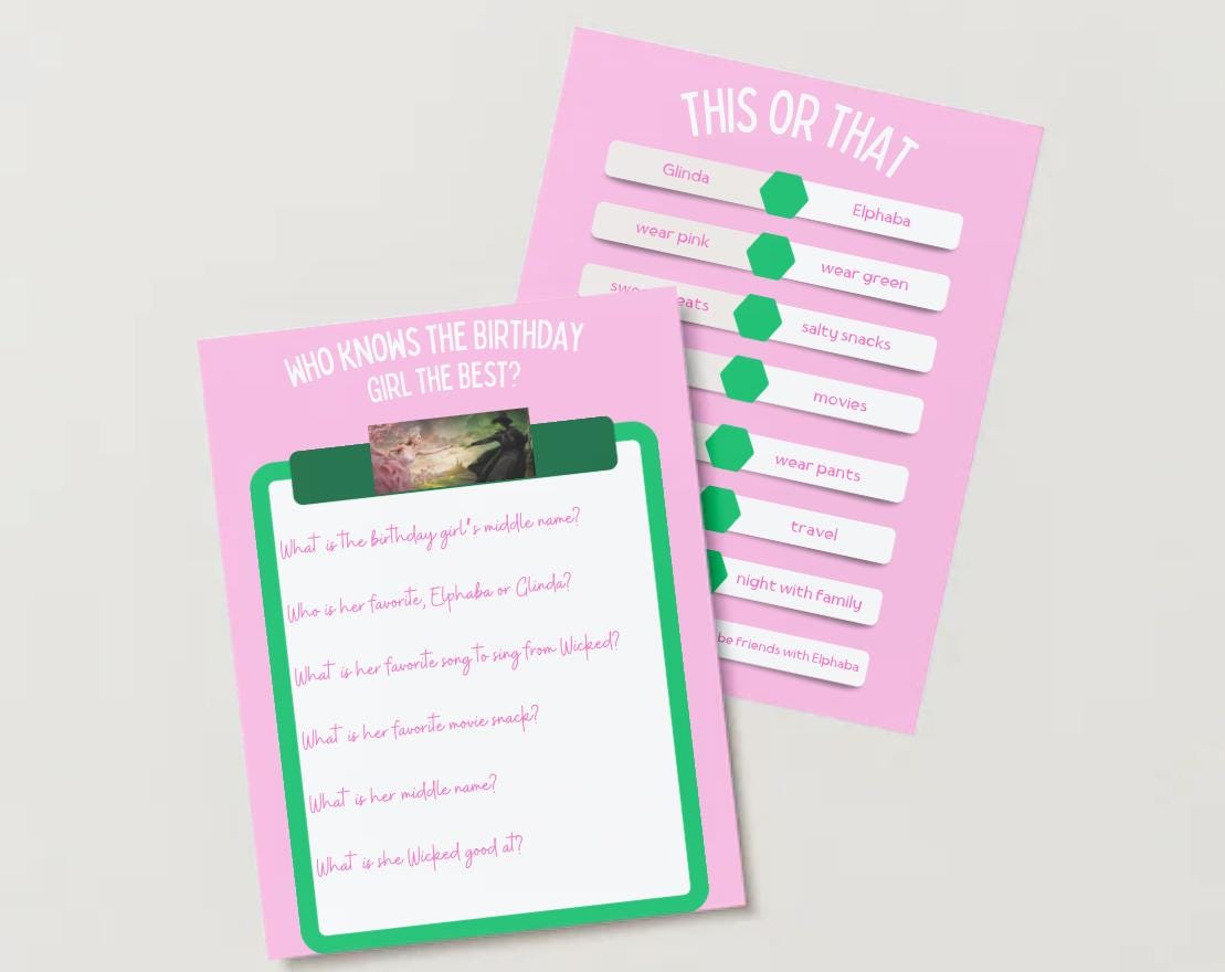 Wicked Themed Party Games | Sleepover Games | Printable Birthday Party ...