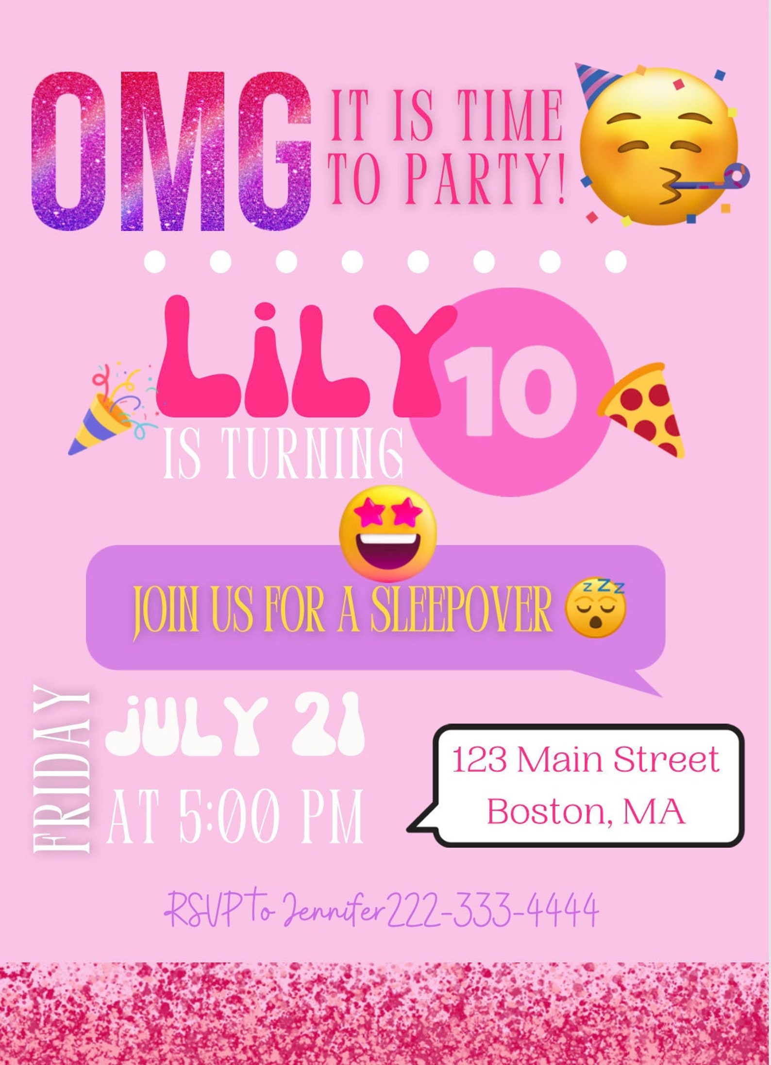 Emoji Party Invitation | Emoji Birthday Invite | Emojis | Sleepover ...