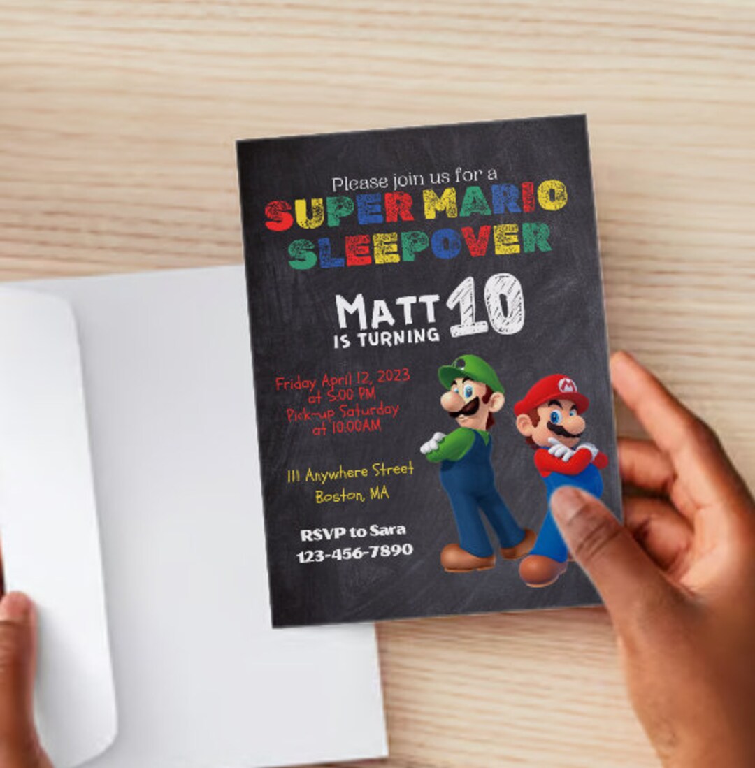 Super Mario Bros Custom Invitation | Mario Birthday | Mario Bros Party ...