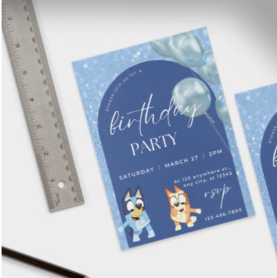 BLUEY Birthday Invitation: Kids Birthday Invitation for Bluey Themed ...