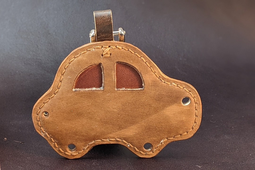 Leather Car Shaped Key Fob | Brown Leather Car Keychain | Leather Car ...