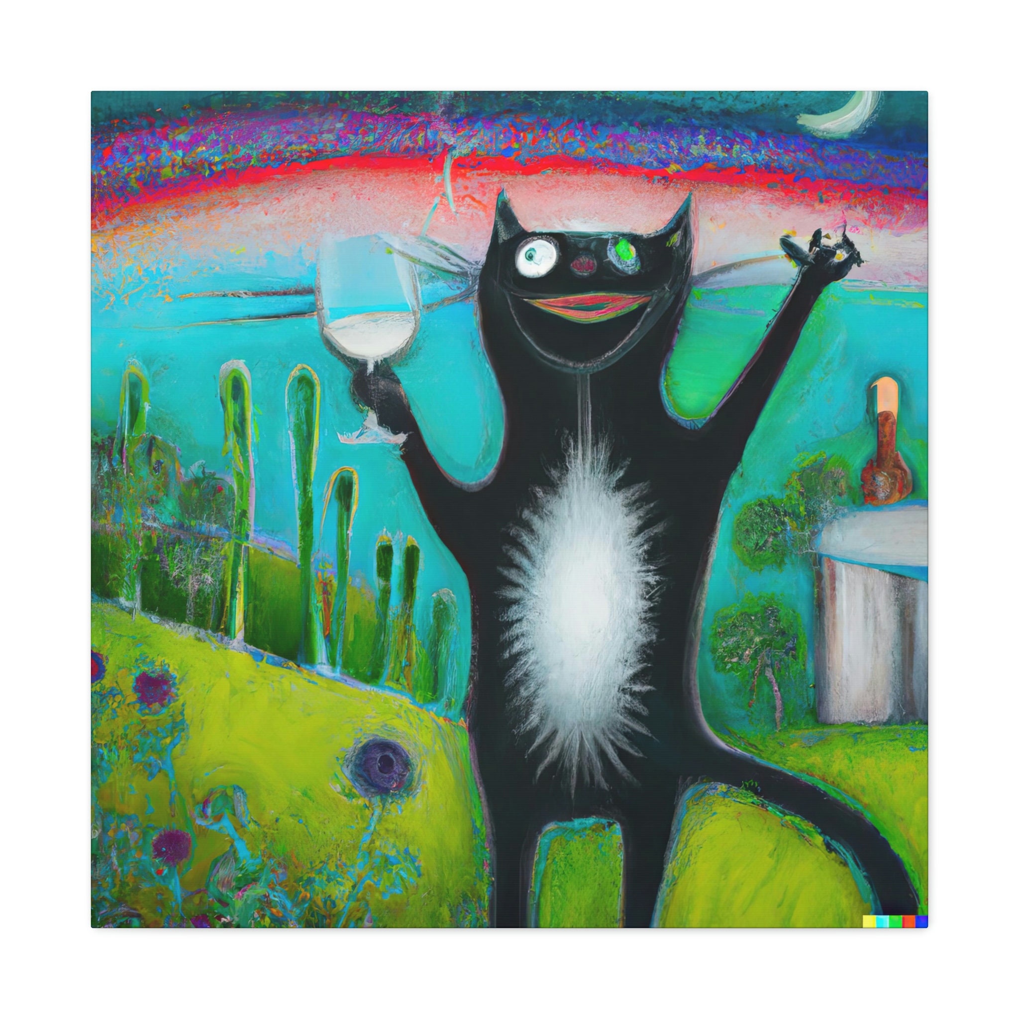 Whimsical Cat Art Funny Cat Wall Decor Cat Illustration Gorgeous Art ...