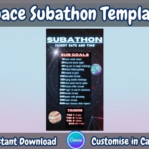 SPACE SUBATHON TEMPLATE | Vtuber | Twitch Subathon Social Package ...