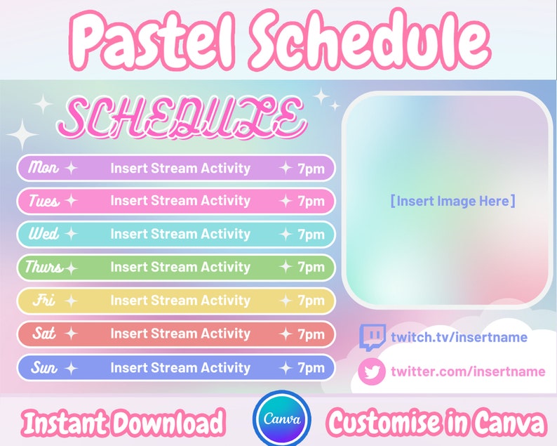 PASTEL SCHEDULE TEMPLATE | Vtuber | Twitch Subathon Social Package ...