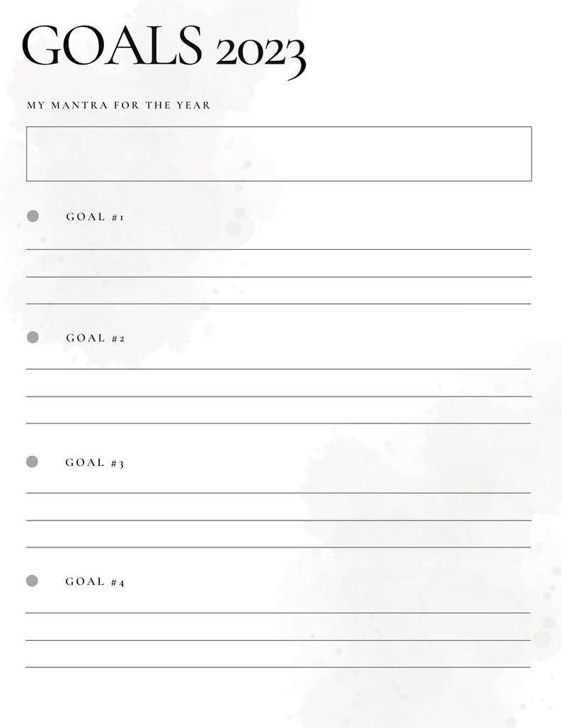 Printable Goals Tracker, Printable Goals Planner, Goals Progress ...