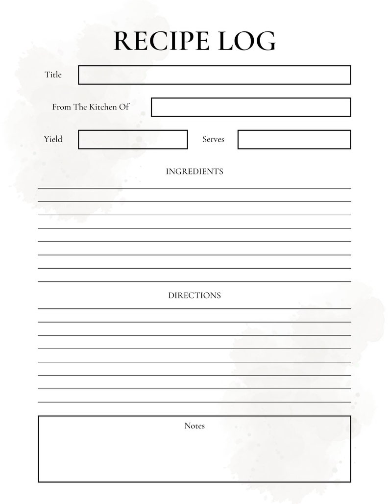 Printable Meal Tracker, Printable Recipe Log, Digital Meal Tracker ...