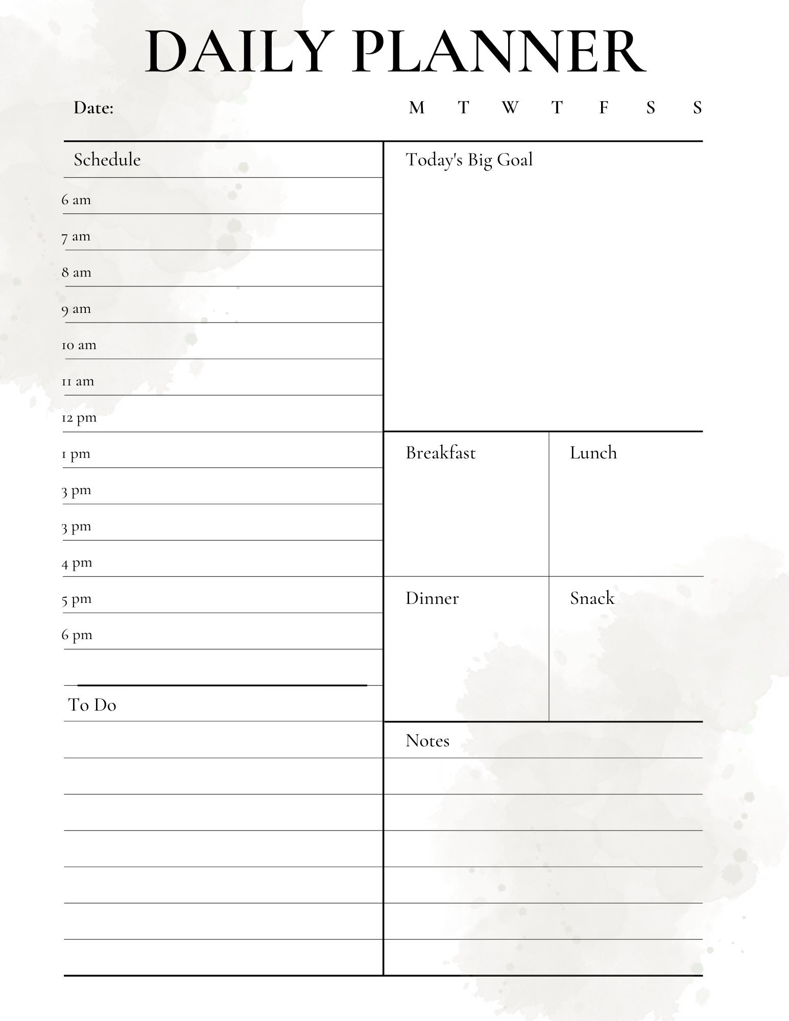 Printable Daily Calendar, Daily Calendar, Daily Planner, Weekly Planner ...