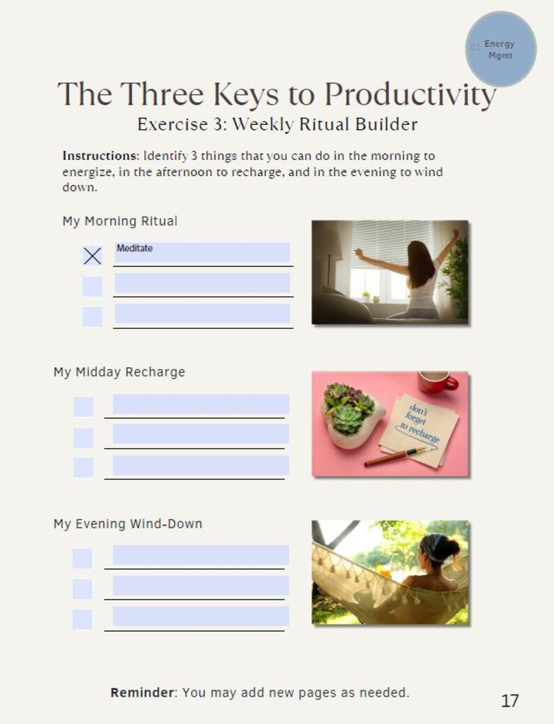 Printable Fillable Productivity Workbook, Fillable Productivity ...