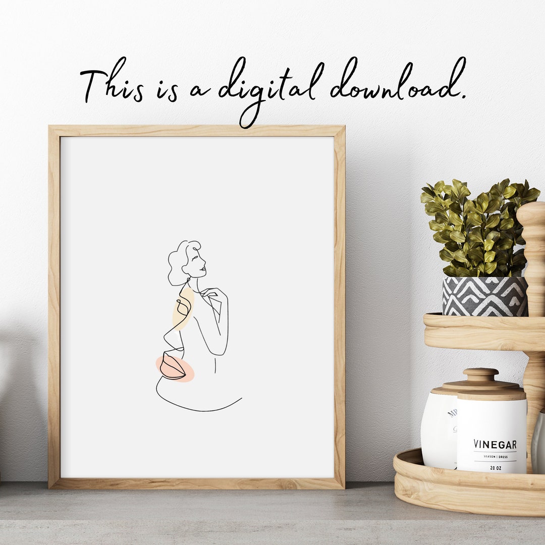 Digital Art, Woman Line Art Prints, Minimalist Wall Art, Woman Line ...