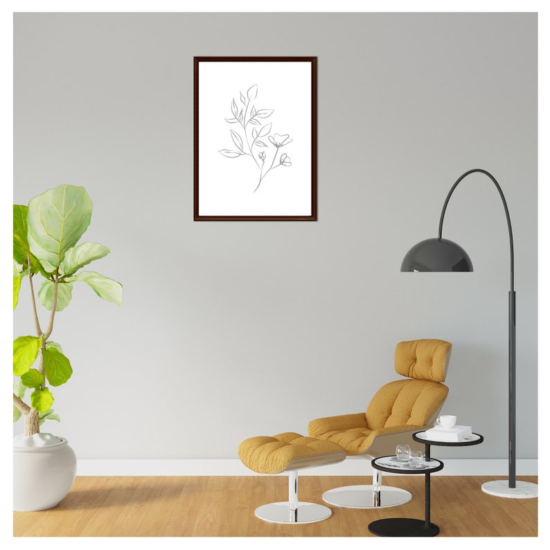 Digital Art, Flower Line Art Prints, Minimalist Art, Line Drawing ...