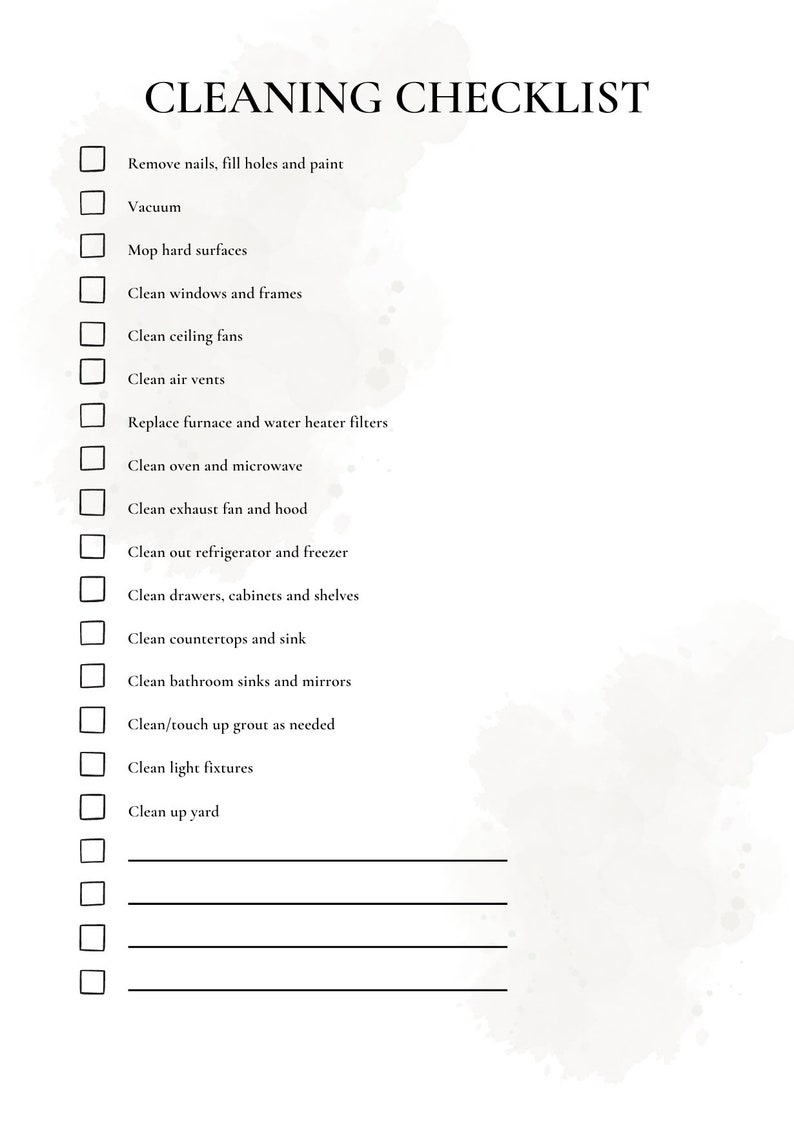 Moving Checklist Moving Planner Cleaning Checklist Home - Etsy