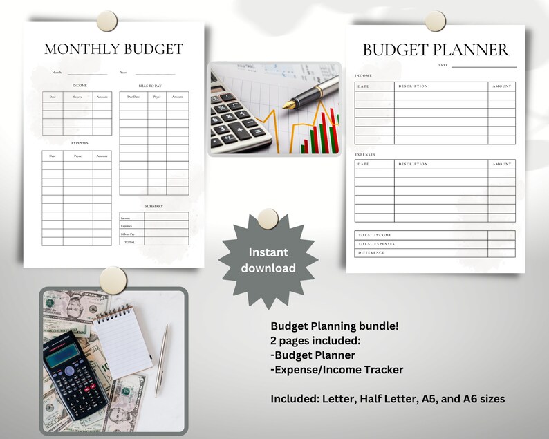 Printable Monthly Budget Planner: Income & Expense Tracker (digital ...