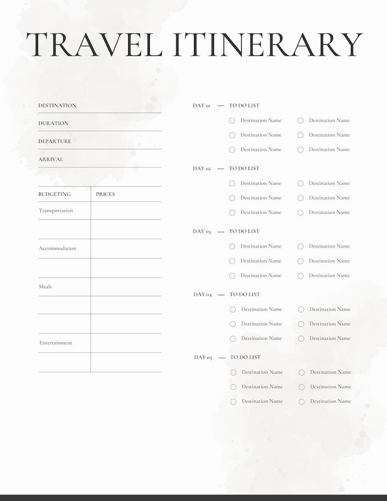 Printable Travel Planner Bundle: Itinerary, Checklist, Packing List ...