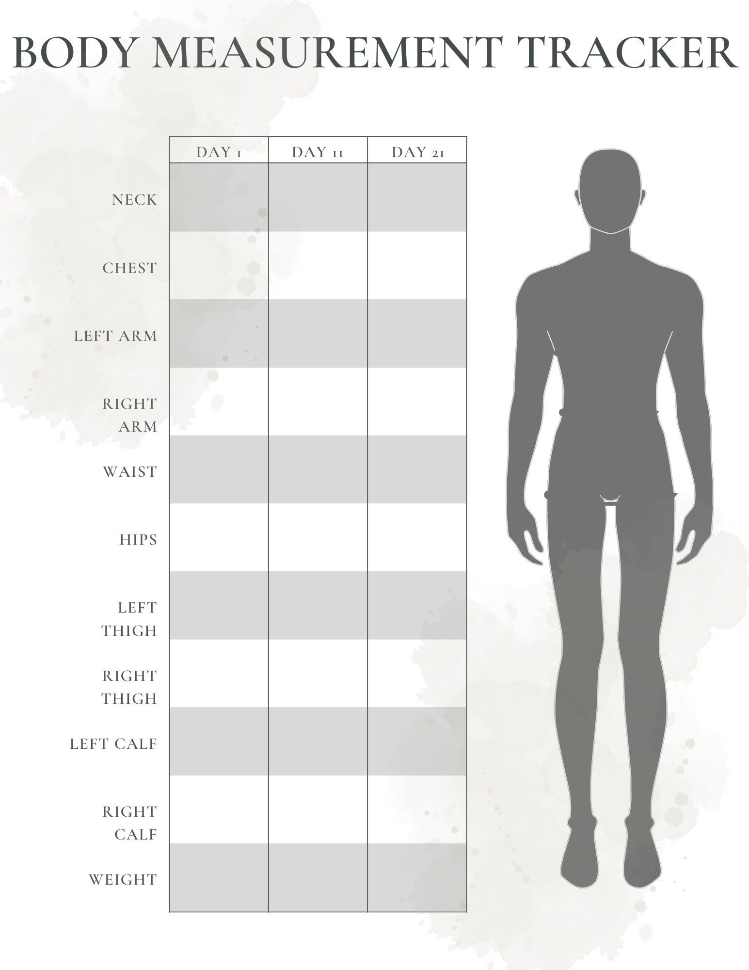 Printable Wellness Tracker, Body Measurement Tracker, Blood Pressure ...