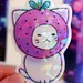 Holographic Strawberry Cat Sticker, Cute Cat With Strawberry Hat ...